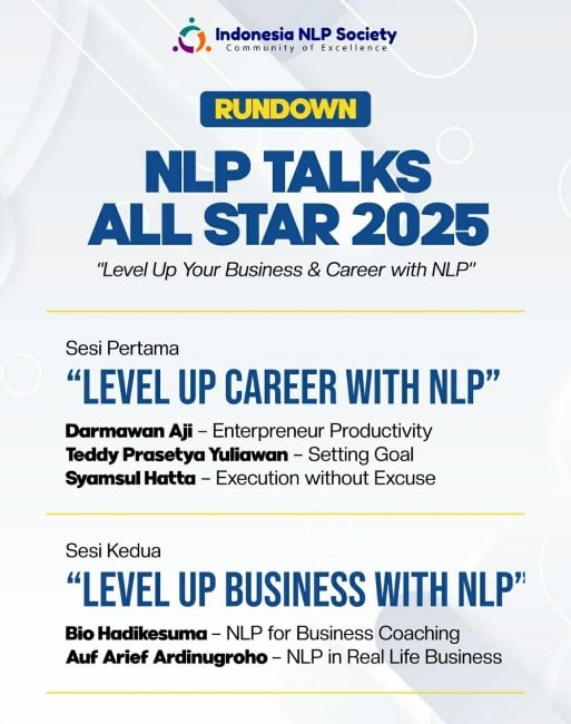 NLP TALKS ALL STAR 2025, Belajar Komunikasi, Bisnis, dan Karir dari 5 Pembicara Nasional!