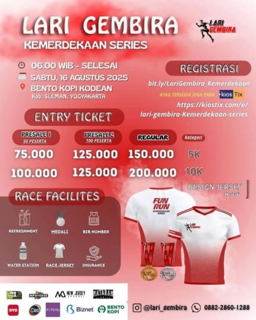 LARI GEMBIRA FUN RUN 5K & 10K KEMERDEKAAN SERIES (YOGYAKARTA)!